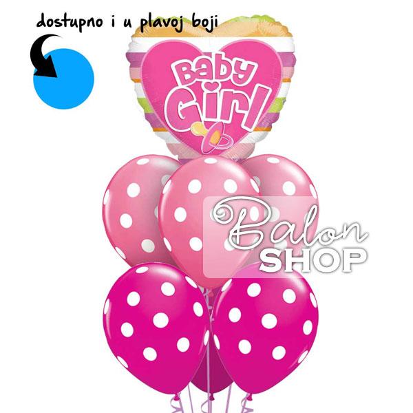Buket balona Baby Girl Tufnice • Baloni Balon SHOP