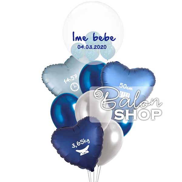 Elegantni baloni za rođenje dečaka u buketu • Baloni Balon SHOP