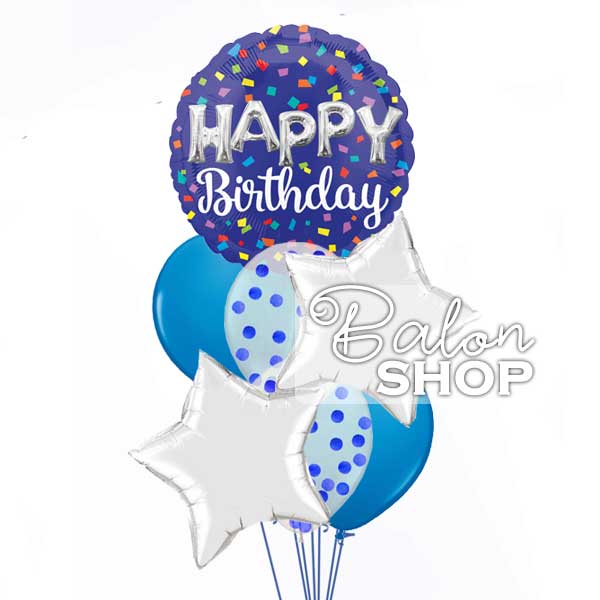 Plavi rođedanski buket balona • Baloni Balon SHOP