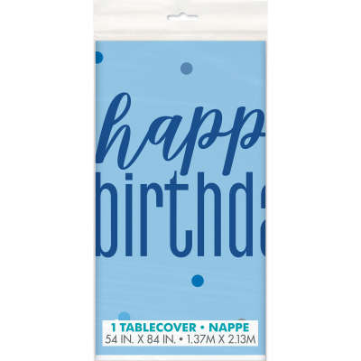 Plavi Happy Birthday stolnjak • Stolnjak za rođendan jednokratan